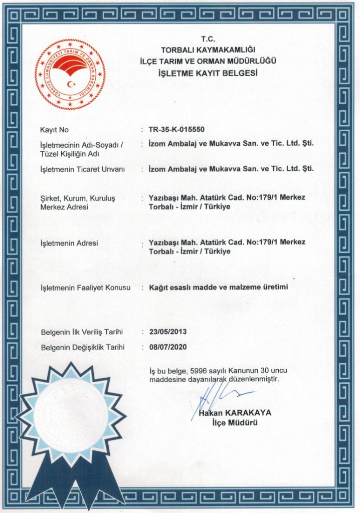 Belgelerimiz - İzom Ambalaj